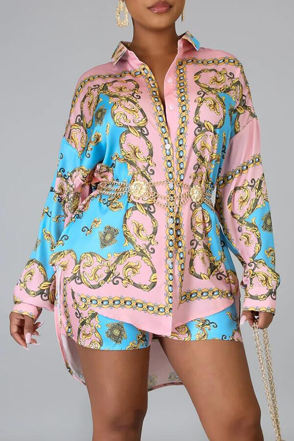 Lovely Casual Print Pink Two-piece Shorts Set Sale | LovelyWholesale